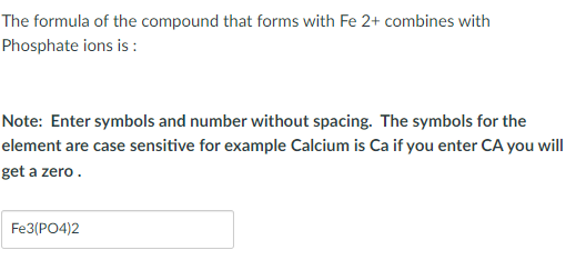 Solved The formula of the compound that forms with Fe 2+ | Chegg.com