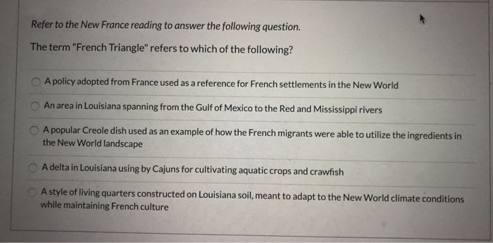 Solved Refer to the New France reading to answer the | Chegg.com Solved Refer to the New France reading to answer the | Chegg.com