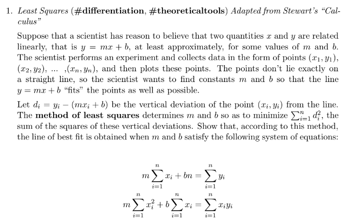 Solved Least Squares (#differentiation, #theoreticaltools) | Chegg.com