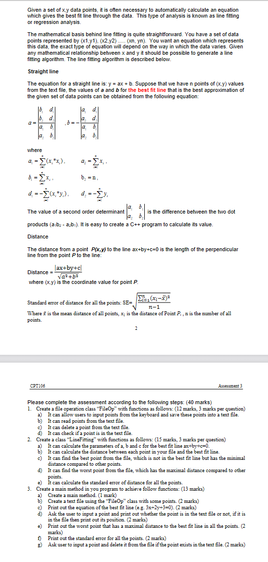 Given a set of x,y data points, it is often necessary | Chegg.com