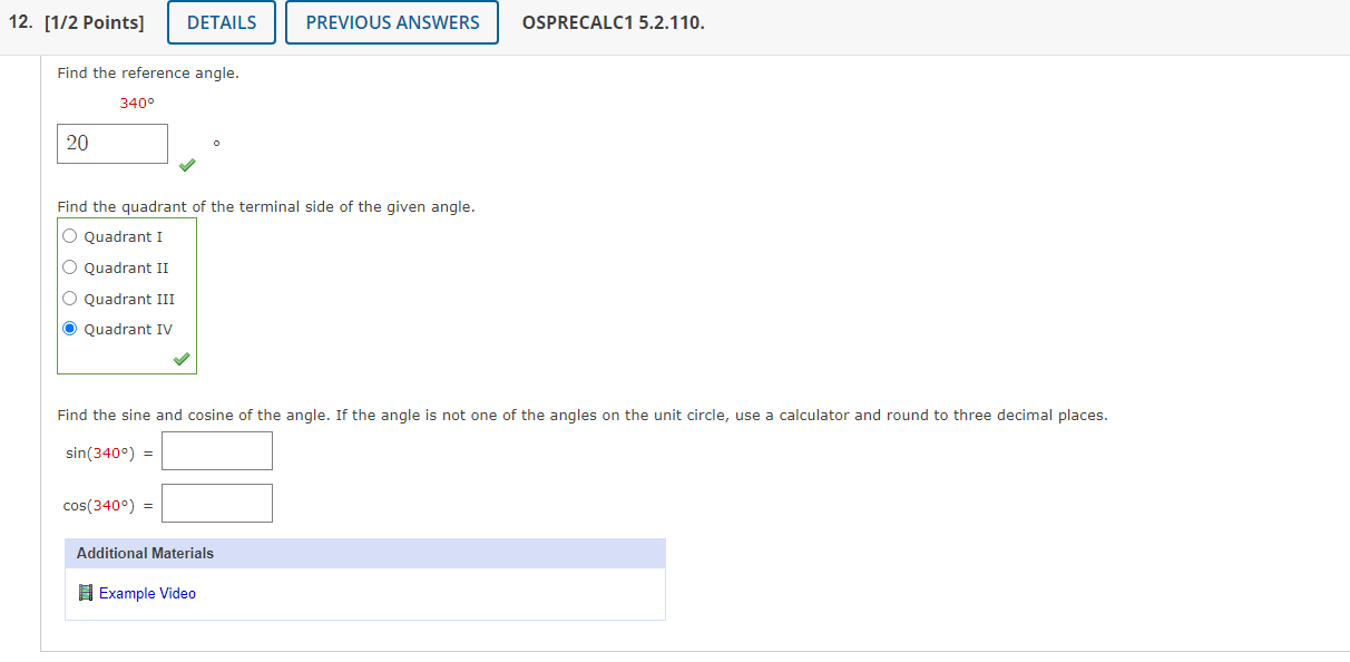 Solved Find the reference angle. 340∘ Find the quadrant of | Chegg.com
