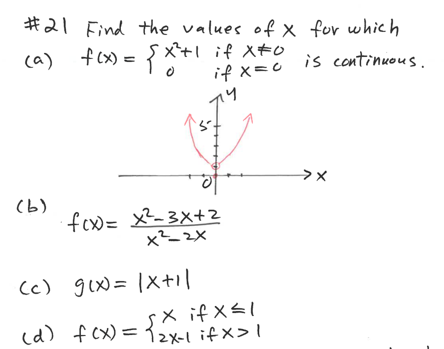 Solved \#21 Find the values of x for which (a) f(x)={x2+10 | Chegg.com