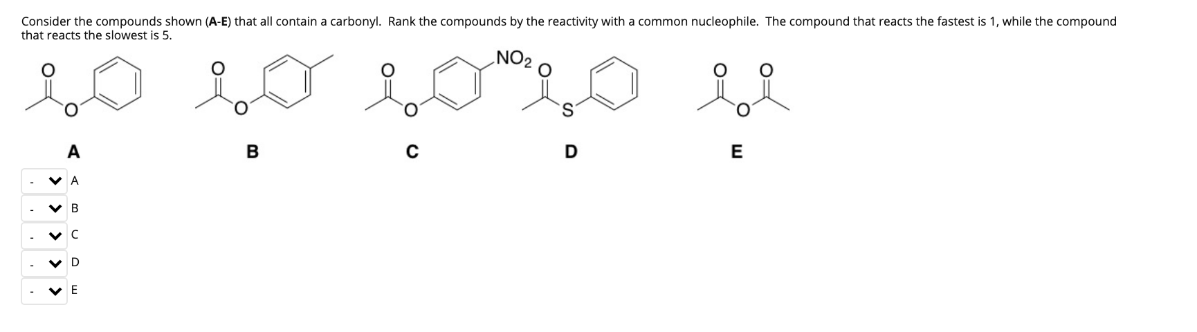 Solved Consider the compounds shown (A-E) that all contain a | Chegg.com
