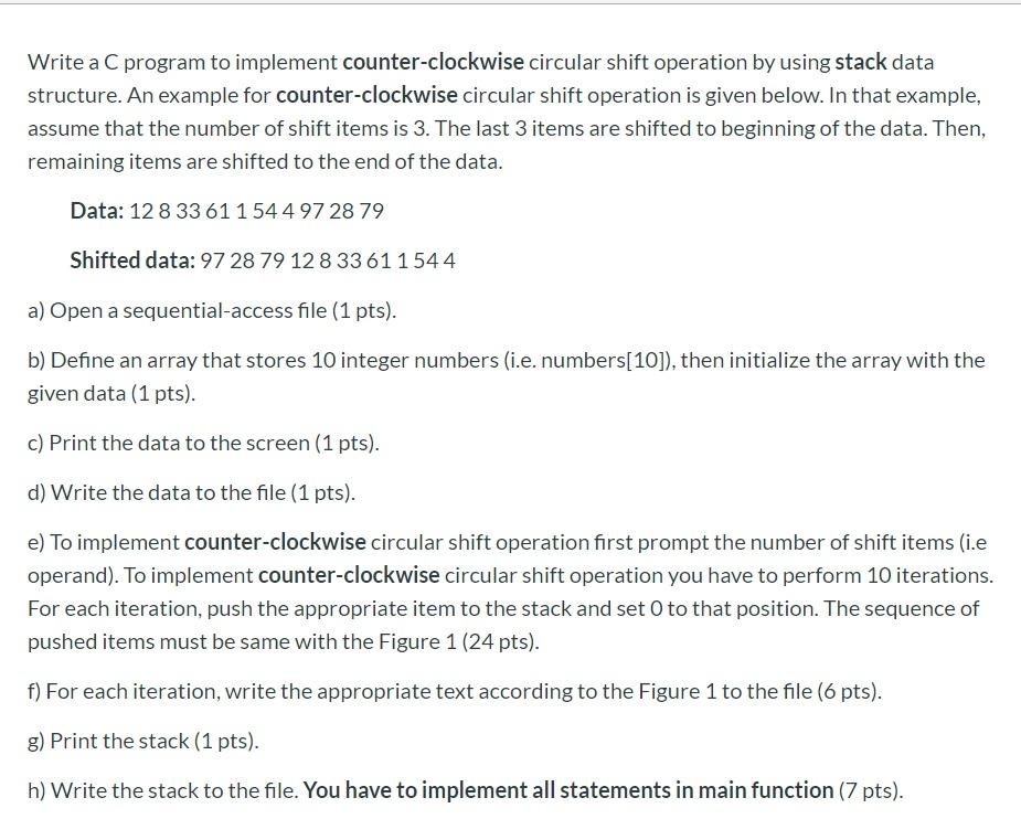Solved Write A C Program To Implement Counter Clockwise 5817