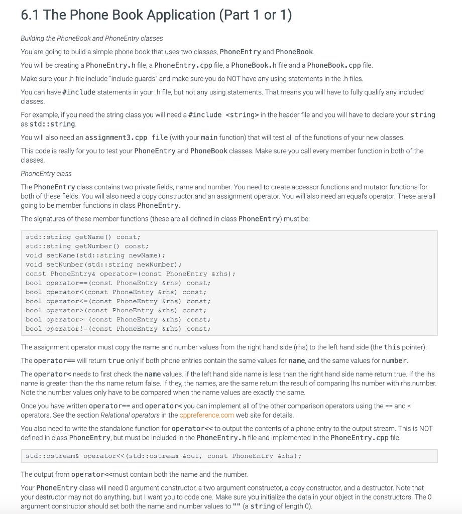 Solved 6.1 The Phone Book Application (Part 1 or 1) Building | Chegg.com