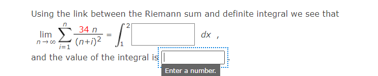 Solved Using the link between the Riemann sum and definite | Chegg.com