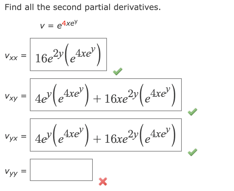 Solved Find all the second partial derivatives. | Chegg.com