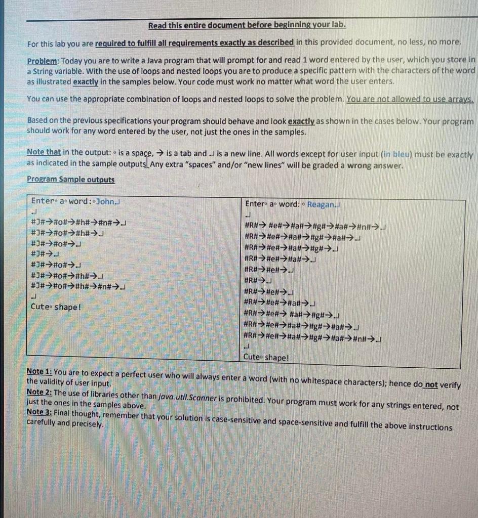 Solved Read this entire document before beginning your lab. | Chegg.com