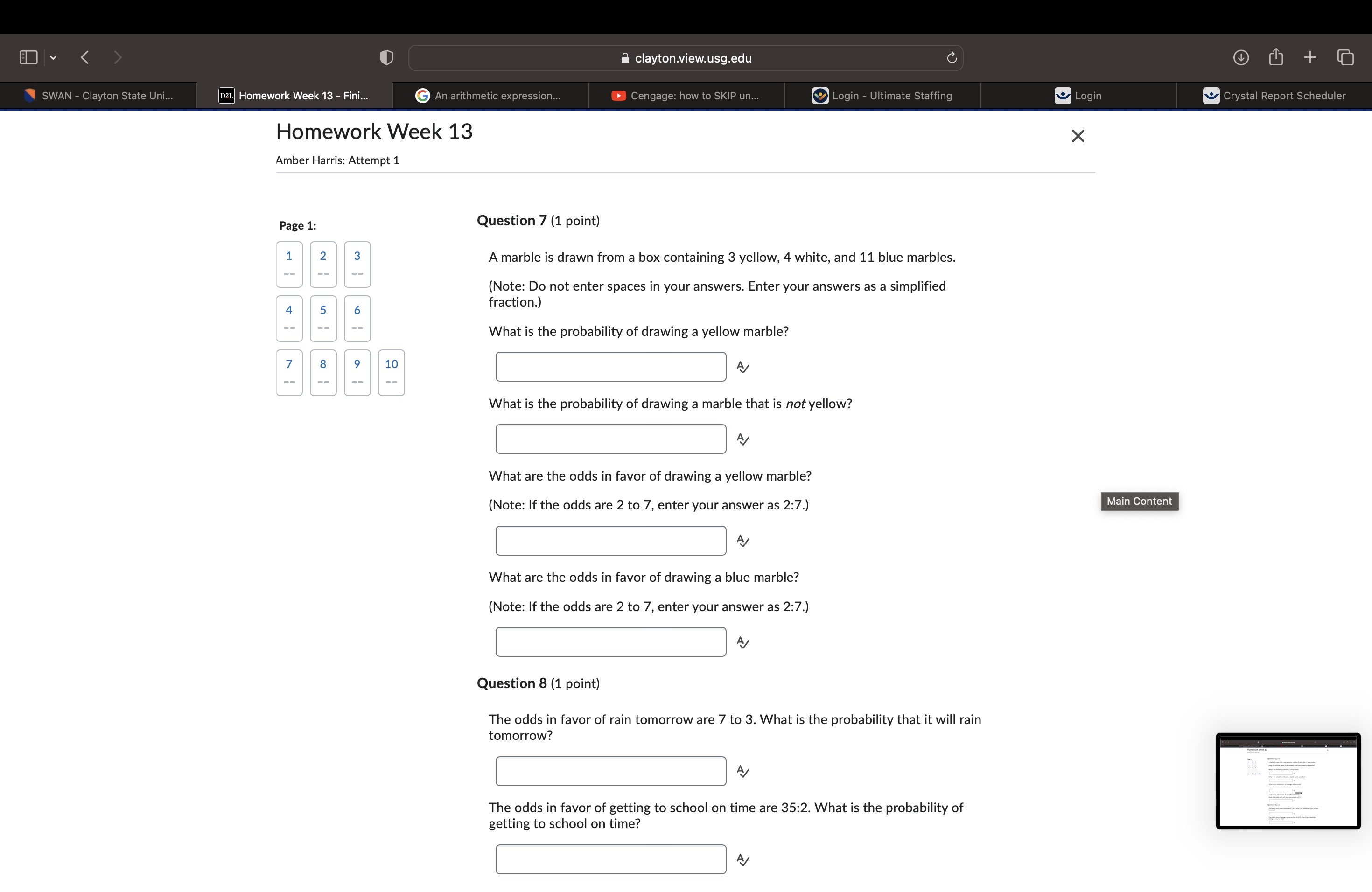Solved Dara 1. Question 7 (1 point) A marble is drawn from a | Chegg.com