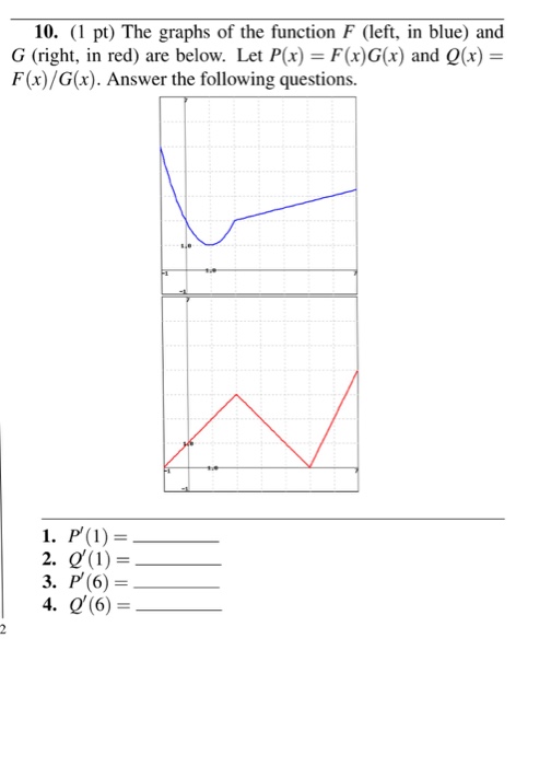 Solved 10. (1 pt) The graphs of the function F (left, in | Chegg.com