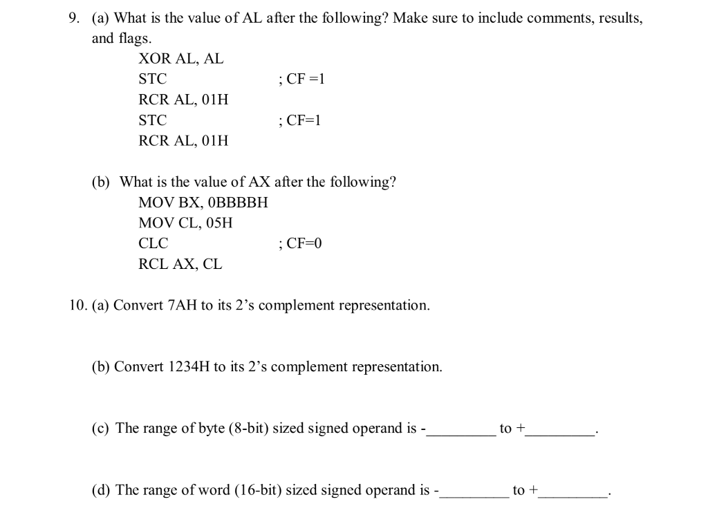 Solved 9. (a) What is the value of AL after the following? | Chegg.com