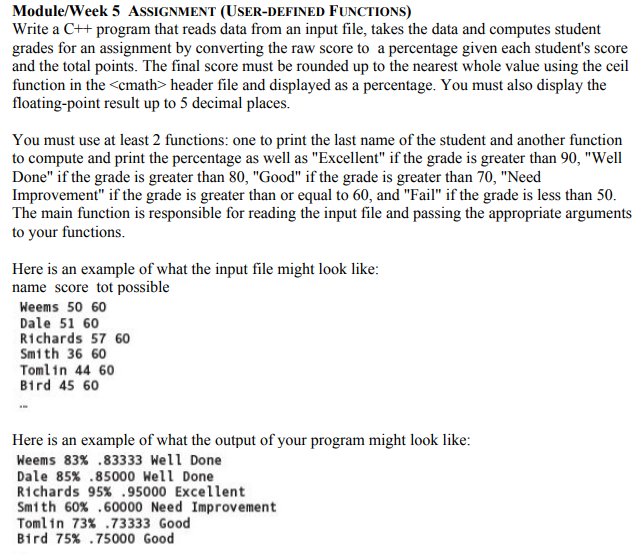 Solved Module/Week 5 ASSIGNMENT (USER-DEFINED FUNCTIONS) | Chegg.com