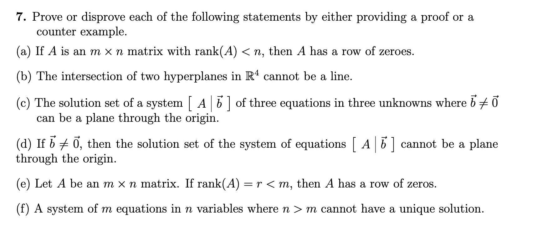 Solved 7. Prove or disprove each of the following statements | Chegg.com