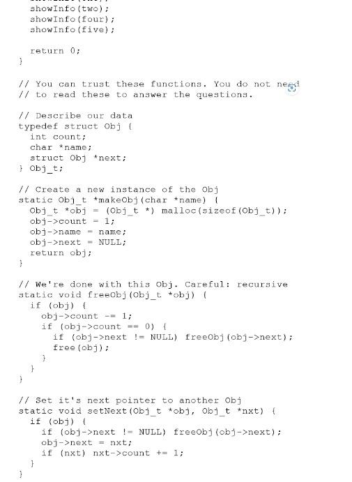 Solved Read the comments and evaluaie the reference count. | Chegg.com