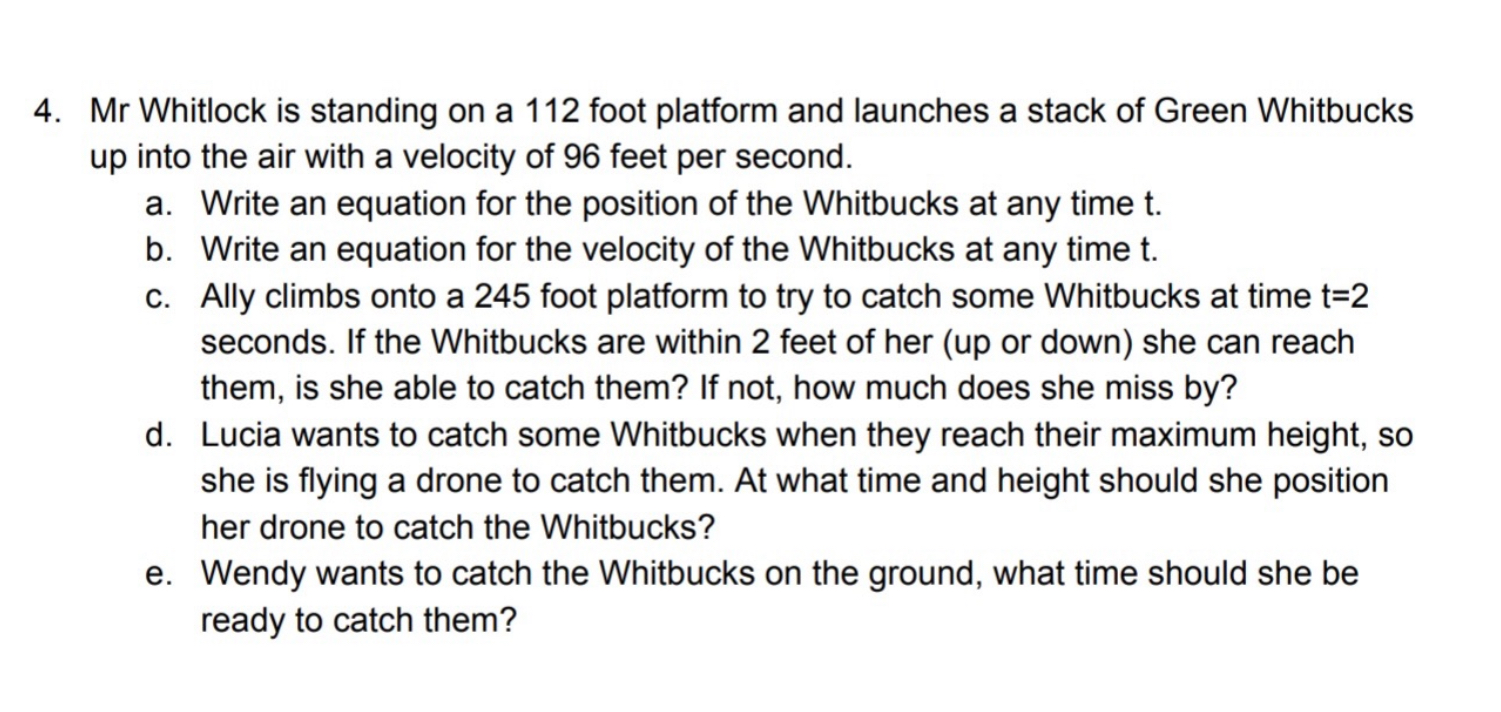 Solved Mr Whitlock is standing on a 112 ﻿foot platform and | Chegg.com