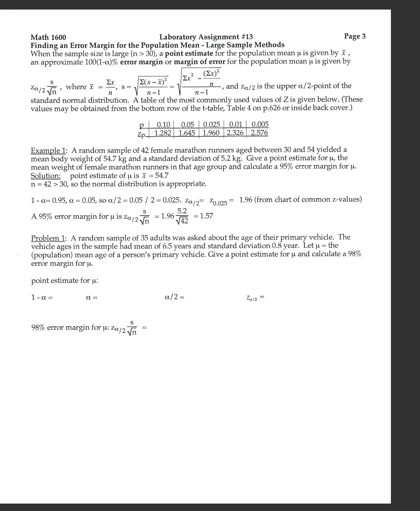 Solved Math 1600 Laboratory Assignment \#13 Page 3 Finding | Chegg.com