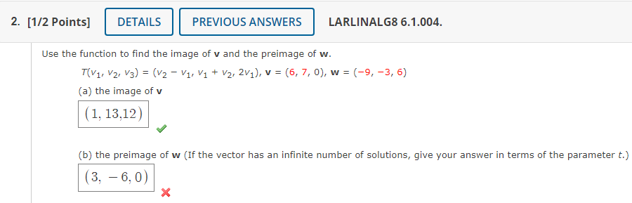 Solved Use the function to find the image of v and the | Chegg.com