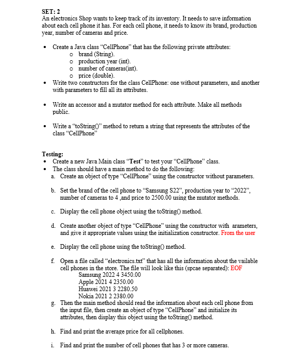 Solved SET: 2 An electronics Shop wants to keep track of its | Chegg.com