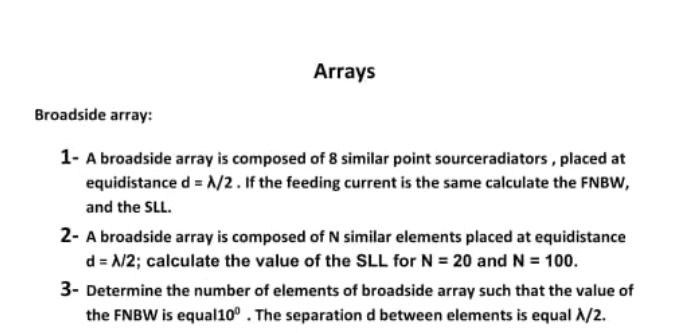 Arrays Broadside array: 1- A broadside array is | Chegg.com