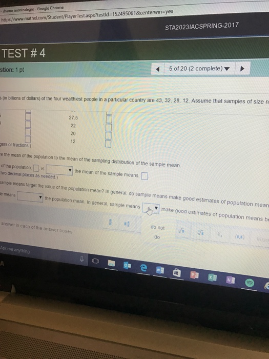 Solved STA2023 ACSPRING 2017 est TEST 4 his Question: 1 pt 5 | Chegg.com Solved STA2023 ACSPRING 2017 est TEST 4 his Question: 1 pt 5 | Chegg.com