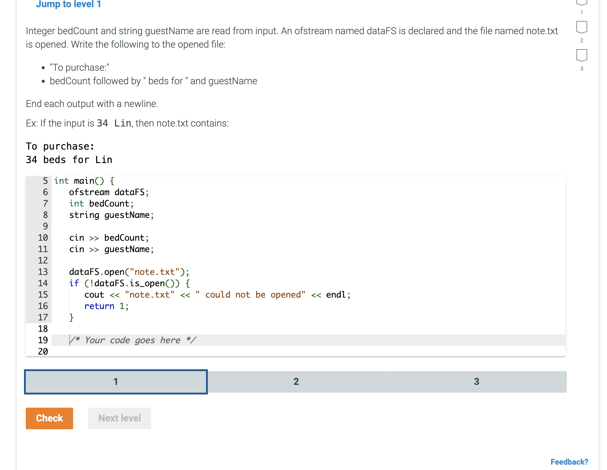 Solved Integer bedCount and string guestName are read from | Chegg.com