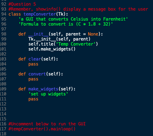 Solved Question 5 Implement the class tempConverter(Tk) that | Chegg.com