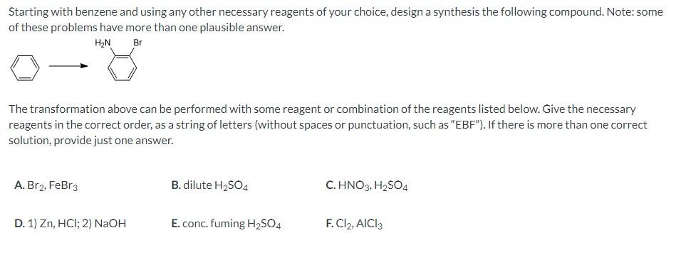 Solved Starting with benzene and using any other necessary | Chegg.com