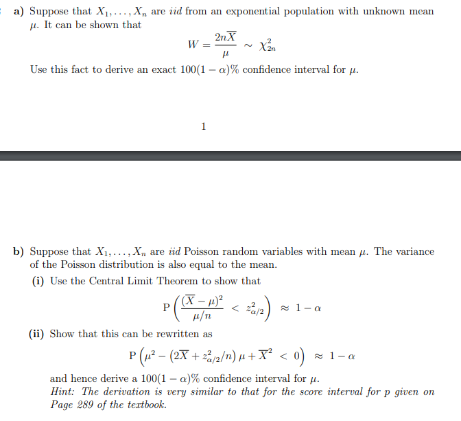 Solved : a) Suppose that X1,..., Xn are iid from an | Chegg.com