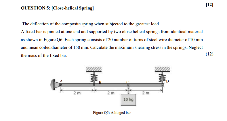 Solved [12] QUESTION 5: [Close-helical Spring| The | Chegg.com