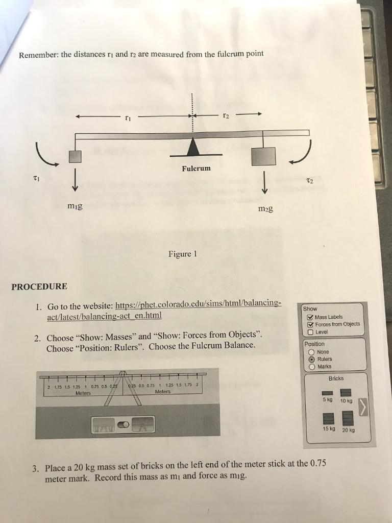 Name: Lab Activity on Rotational Equilibrium PURPOSE | Chegg.com