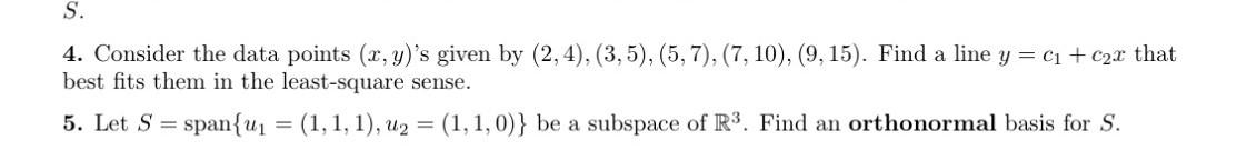 Solved 4. Consider the data points (x,y) 's given by | Chegg.com