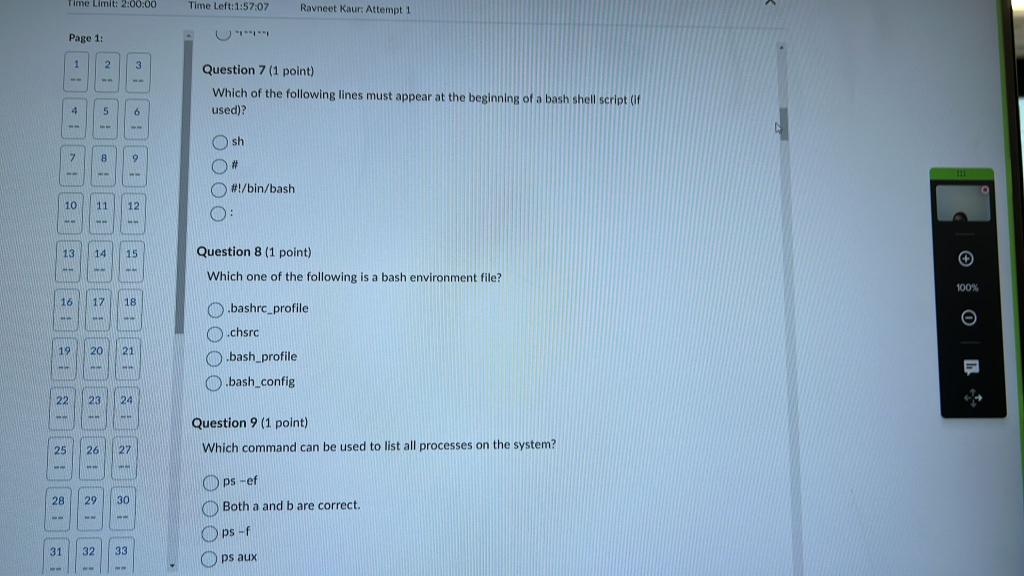 Solved B Which One Of The Following Is A Bash Environment