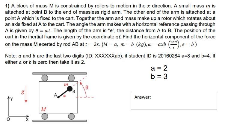 Solved A block of mass M is constrained by rollers | Chegg.com