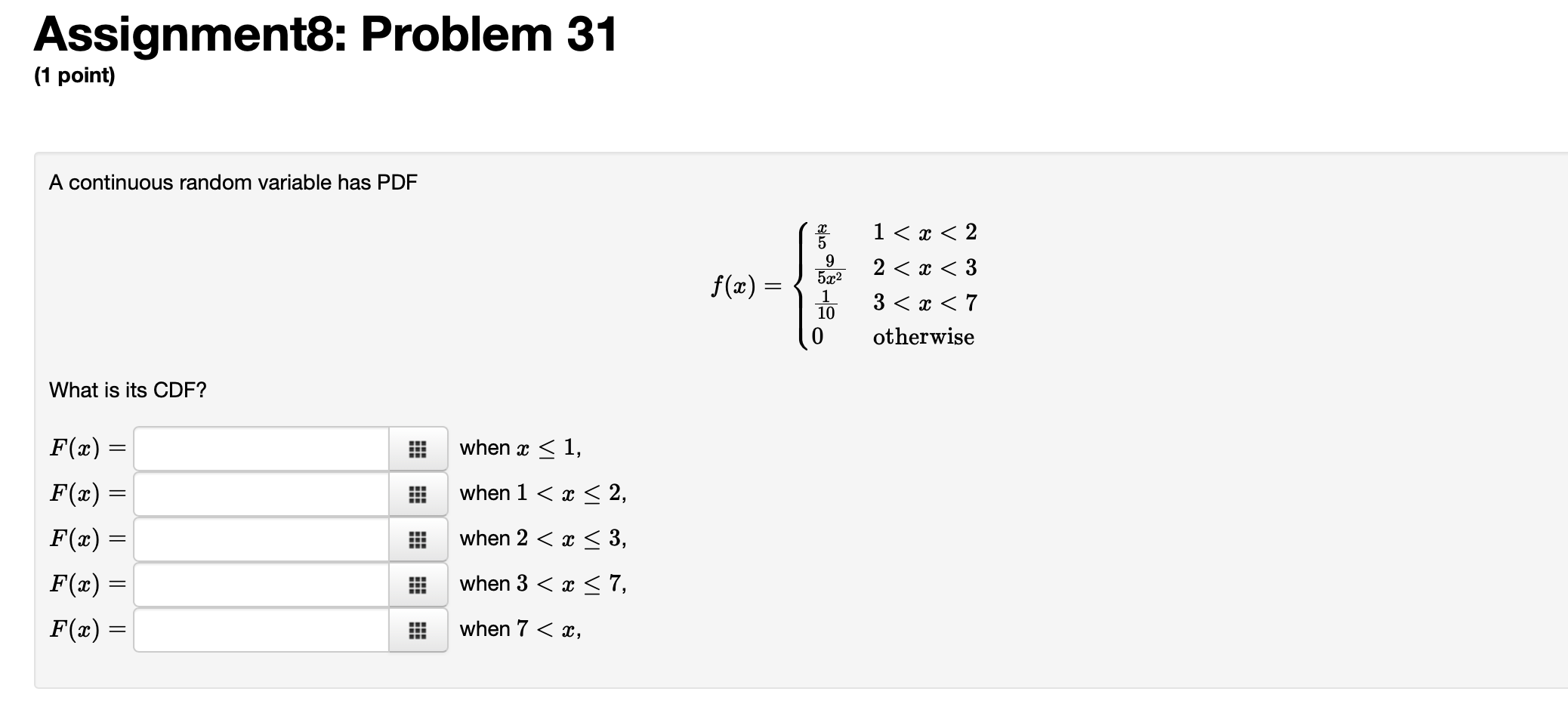 Solved Assignment8: Problem 31 (1 point) A continuous random | Chegg.com