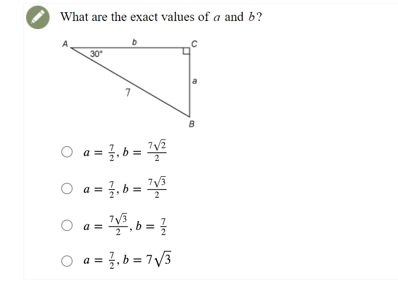 Solved What are the exact values of a and b ? | Chegg.com