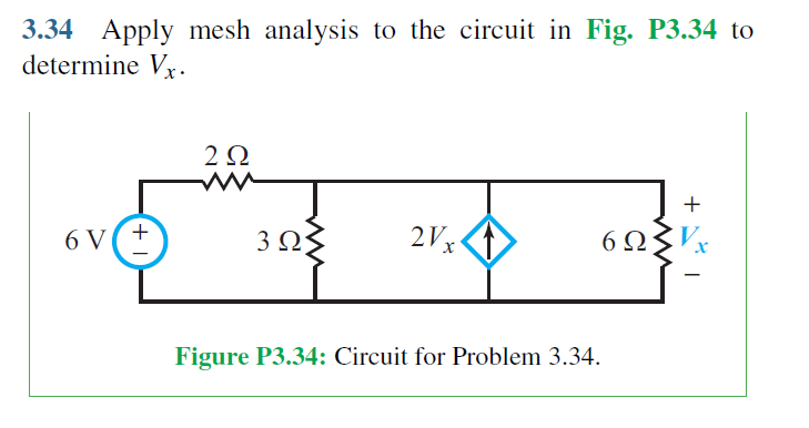 Solved 3.34 Apply mesh analysis to the circuit in Fig. P3.34 | Chegg.com
