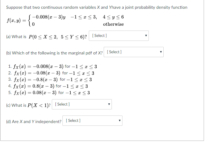 Solved Suppose that two continuous random variables X and | Chegg.com
