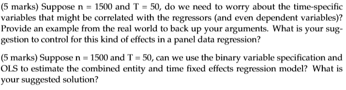 (1) Consider the following linear panel data model | Chegg.com