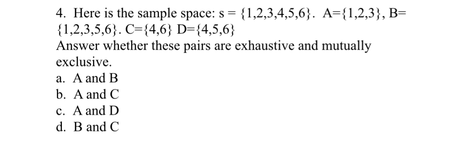 Solved 4. Here is the sample space: | Chegg.com