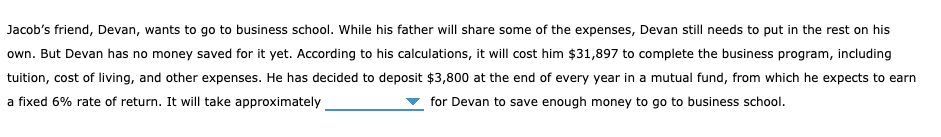 Solved Jacob's friend, Devan, wants to go to business | Chegg.com