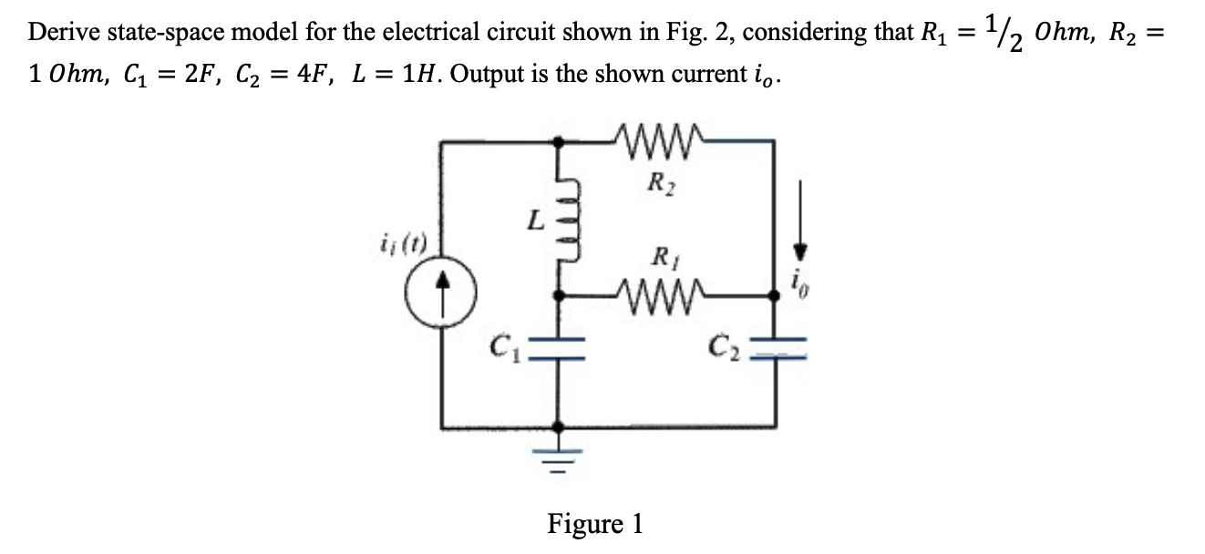 Solved Derive state-space model for the electrical circuit | Chegg.com