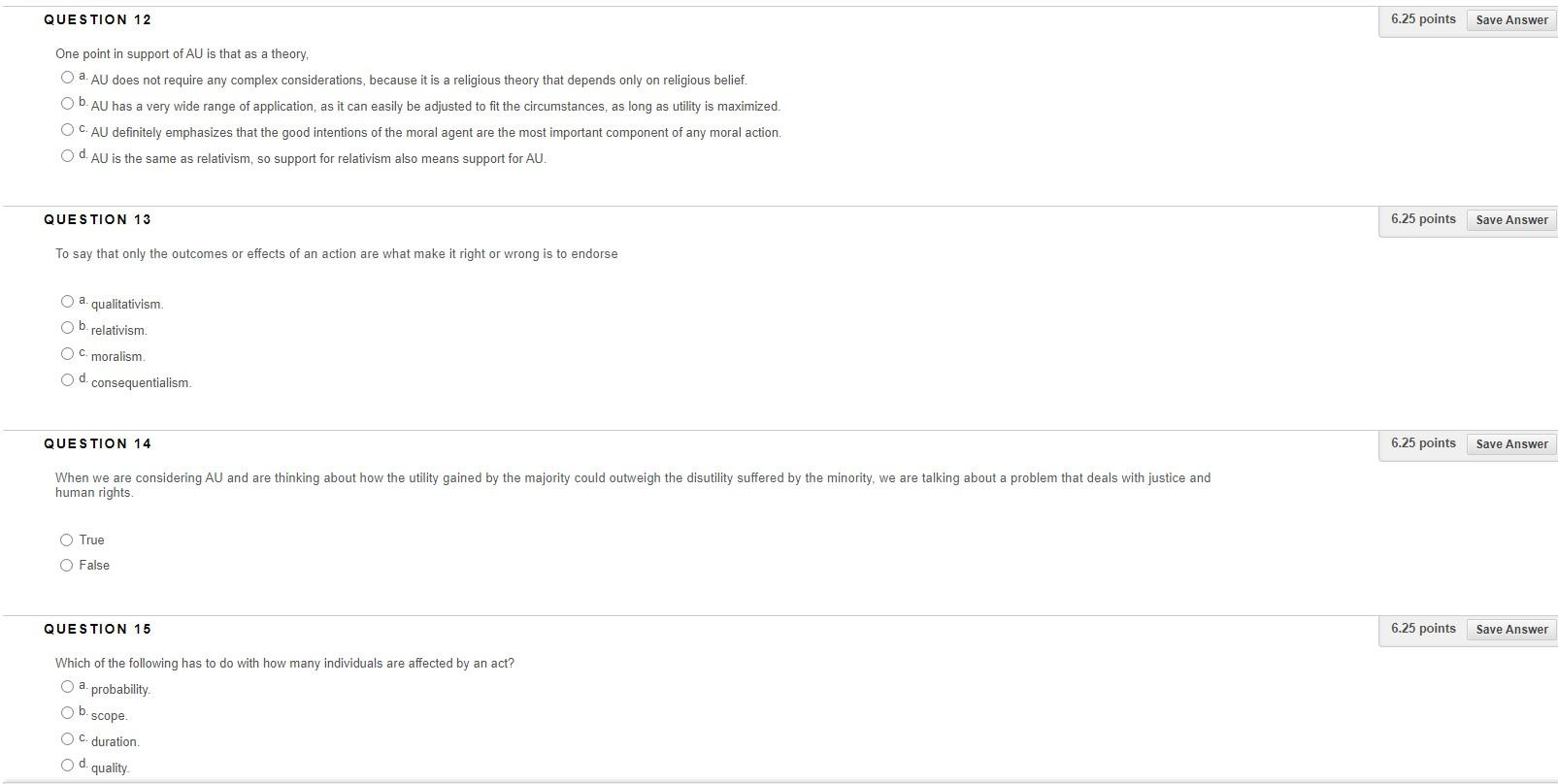 Solved One point in support of AU is that as a theory, a. AU | Chegg.com