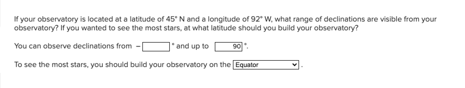 Solved If your observatory is located at a latitude of 45°N | Chegg.com