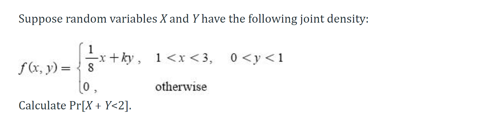 Solved Suppose random variables X and Y have the following | Chegg.com