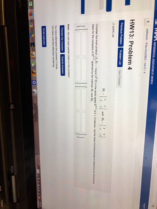 Solved hw13 4 HW13: Problem 4 Consider the inner product (A, | Chegg.com