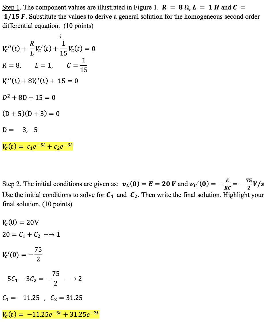 Solved Step 1. The component values are illustrated in | Chegg.com