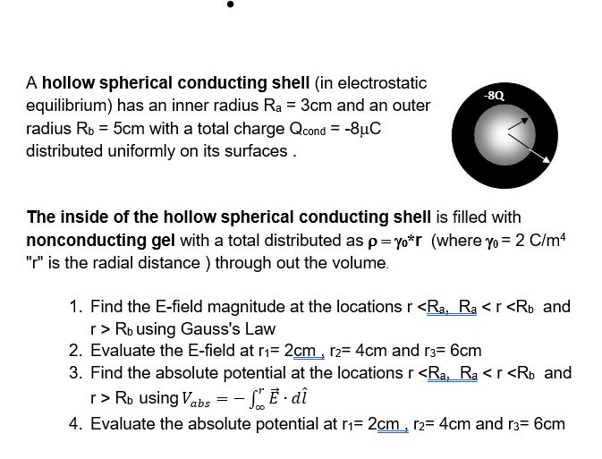 Solved A hollow spherical conducting shell (in electrostatic | Chegg.com