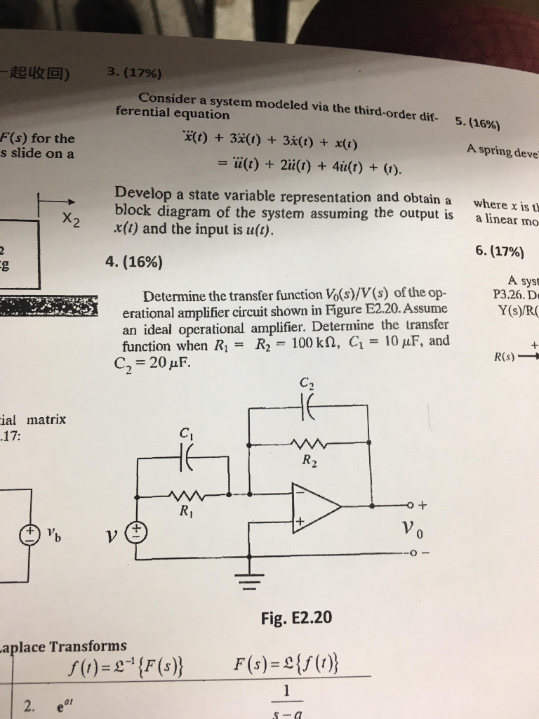 Solved ???) 3, (1796) Consider a system modeled via the | Chegg.com