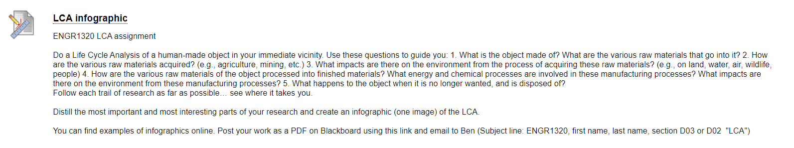 Solved LCA infographic ENGR1320 LCA assignment Do a Life | Chegg.com