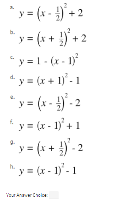Solved 3. Match the following quadratic functions with its | Chegg.com